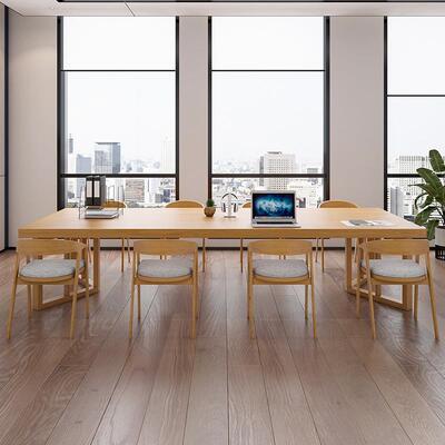 实木风会14526议桌公长办桌工业loft洽谈桌组合工作椅台会议室长