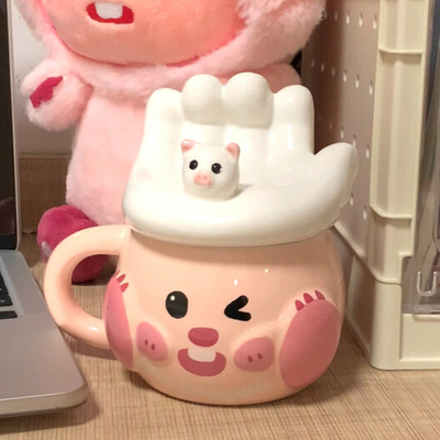掌上明猪loopy水杯小海狸露比家用杯子可爱卡通大容量陶瓷马克杯