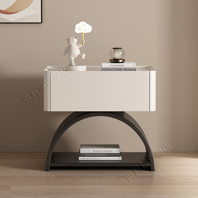 轻奢高级感烤漆实木床头柜意式极简免安装卧室环保储物创意收纳柜