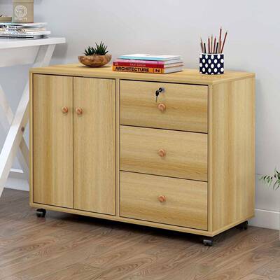 文件柜带屉锁收纳用柜子ETP办公桌下矮抽柜多层木质资柜料柜家储