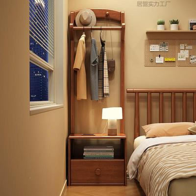 实衣架落木地卧室PPY物衣帽架床头柜一体简易挂储衣架家用物柜置