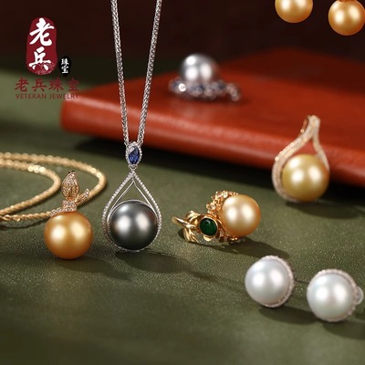 老兵正品珍珠项链妈妈款锁骨链珠吊坠黑圆珠女款直播专拍13