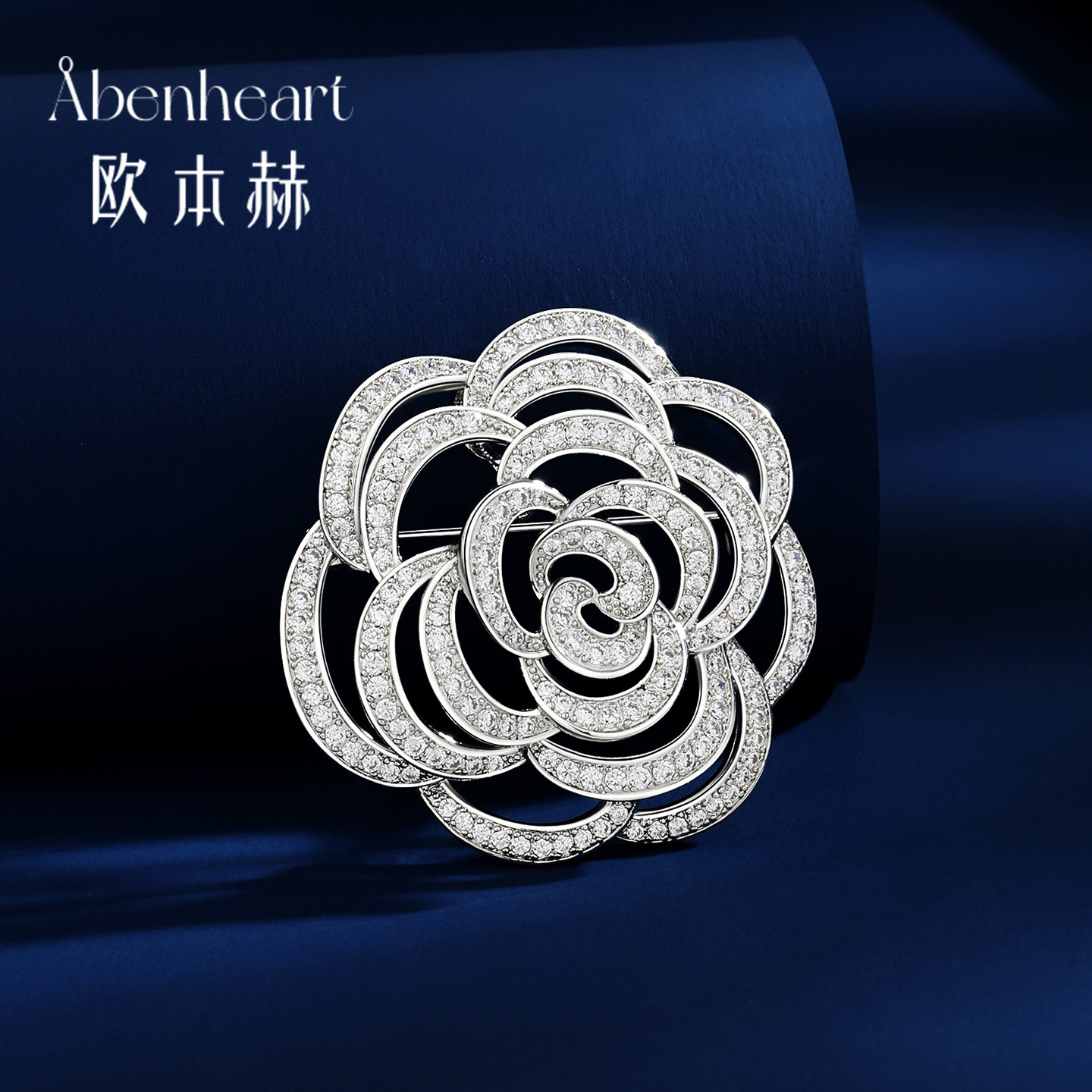 Abenheart丹麦高定原创小香山茶花胸针女士奢华时尚精致高级胸花