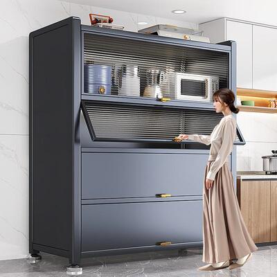 新储款厨房落地多收纳柜家用餐边多功能微波炉整理橱层柜物TFGG-1