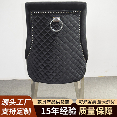 B8212 Nordic dining_batten黑丝绒高靠背椅 欧式轻奢软包宴会椅