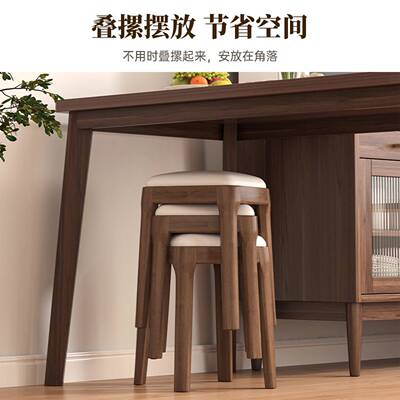 明峥家具厂用实凳子餐AD030606家可叠放方凳客木厅桌凳收纳叠摞板