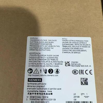 3RW3046-1BB14 交流半导体电动机起动器 80A 45kW 400V议价维修