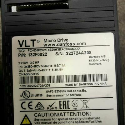 132F0022 变频器 丹佛斯VLT 380V 2.2KW Micro Drive议价维修