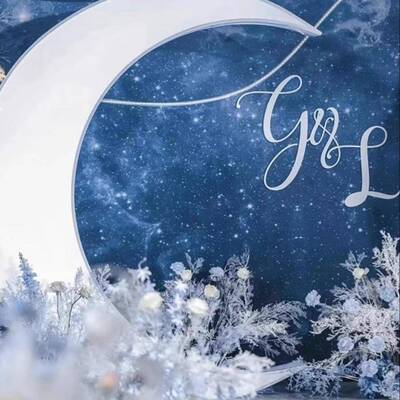 艺婚庆铁道具发光月亮灯路引婚布礼箱ORK现场场景置贴膜舞台背景