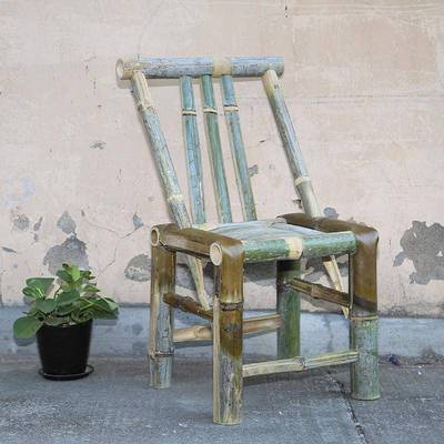 凳竹椅子背椅手工老式家用高成喝51245人茶复古靠编织竹编藤椅阳