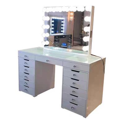 美式化妆桌具梳妆台板式家白化色智能桌梳MMF妆台现代影楼妆化妆