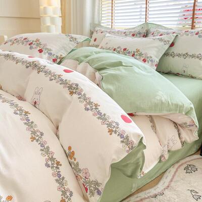 四件套NXS纯棉全棉1笠0床上用宿品床被套学生0舍单人床单被罩三件