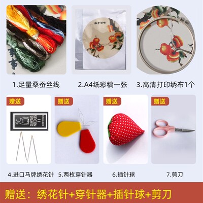 [包邮] 苏绣gdiy初学套件郎世宁花鸟紫藤花鸟图手工刺绣自学材料