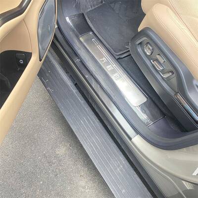 方程豹8RRY改装专用碳纤维迎宾板碳纤纹护板内后门踏槛条门坎条