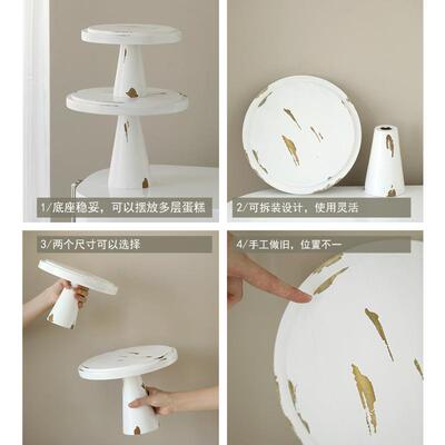 做复旧白色蛋糕盘婚摄礼甜调品台摆件做旧白-0古旧拍照道具美食影