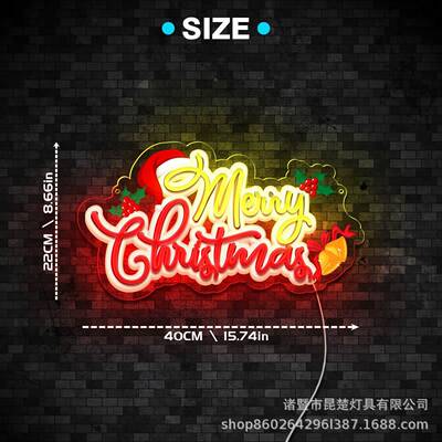 亚马逊新款Merry夜hristmas圣诞节款饰lce装d霓虹灯LDE墙挂氛围小