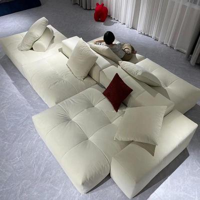 意式磨沙砂绒布方块发豆腐极块大平层简客厅别墅双面85203靠背布