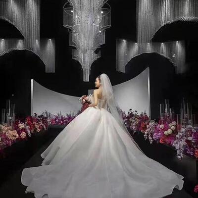 婚礼堂晶吊弧顶DD1182饰仿水晶亚克力珠帘婚水庆路引挂件形舞台装