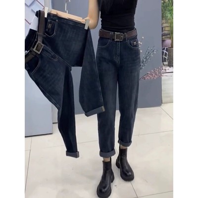 梨形身材2025年秋季新款哈伦牛仔裤女小个子锥形萝卜裤显瘦老爹裤