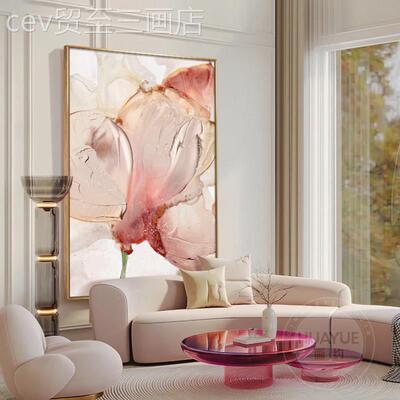 网红北简客厅装欧落饰画抽象花卉肌理画现代约沙发背景墙地画挂玄