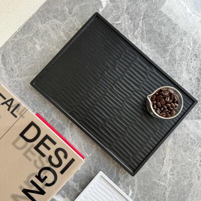 质朴engrave侘寂水杯托 托盘长方形家用水果盘酒店香薰咖啡托 托