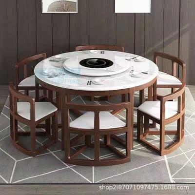 餐桌椅组合方家用圆桌桌现代简小户红型全约实TBW木大理石餐桌网