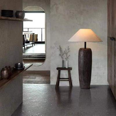 侘寂风日式陶罐客厅落地灯酒店设计师民宿复古禅意卧室陶瓷立式灯