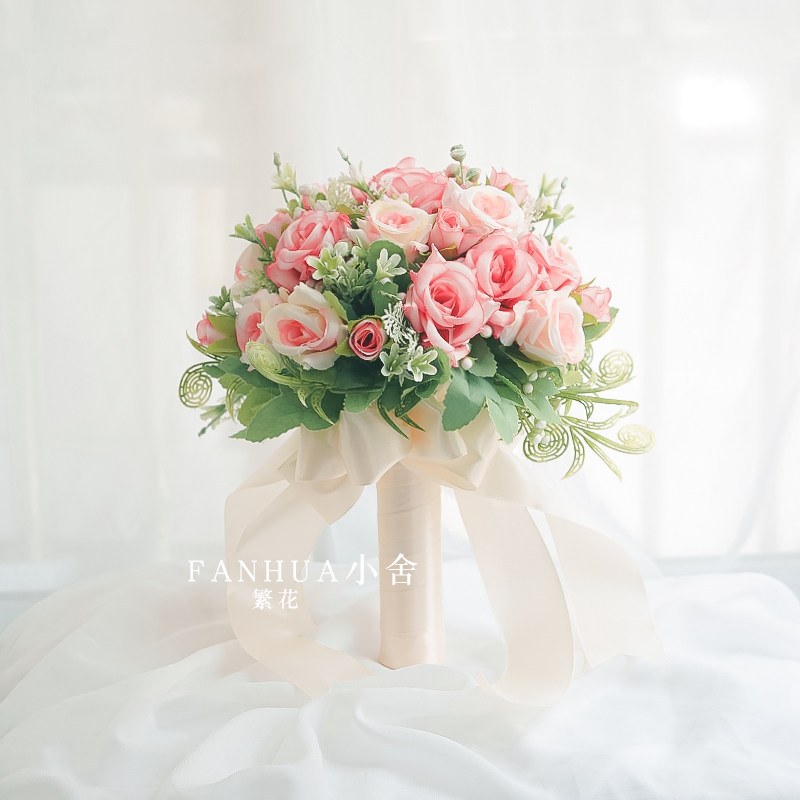 领证拍照a新娘结婚婚礼韩式手捧花仿真玫瑰花拍照道具家居摆件花