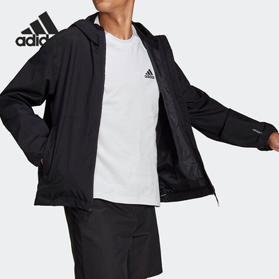 Adidas/阿迪达斯正品男士纯色Logo休闲连帽夹克外套H50971