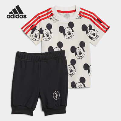 Adidas/阿迪达斯正品当季新款婴童男女舒适休闲短袖套装GT9474
