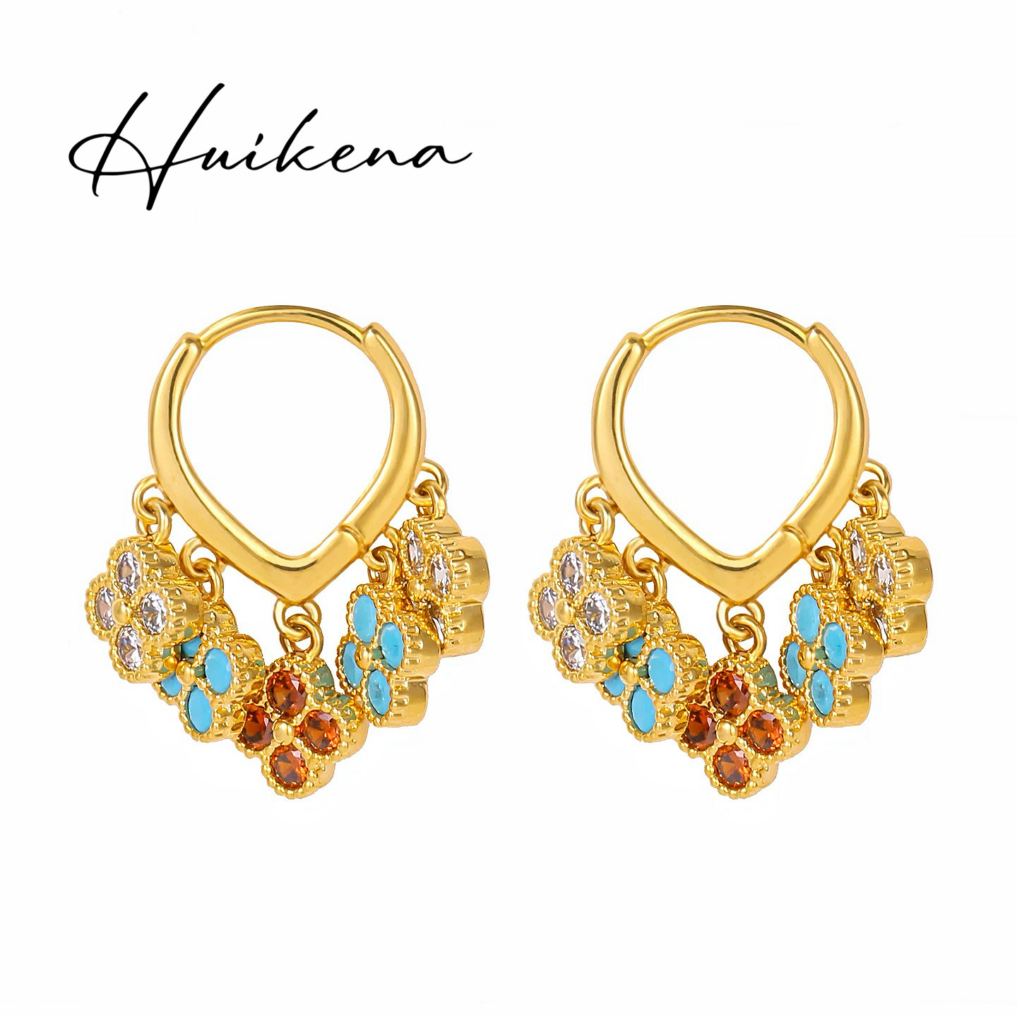 HUIKENA【海蓝之心耳环】多巴胺精致小众轻奢时尚耳钉