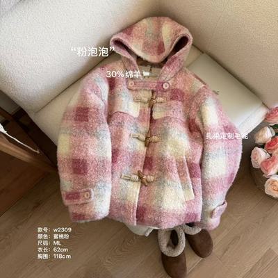 小文姐 W2309-“粉泡泡”原创定染毛呢夹棉加厚棉服外套显瘦上衣