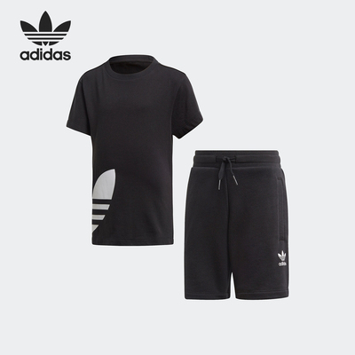 Adidas/阿迪达斯正品BG TREFOIL STS小童短袖运动套装FM5617