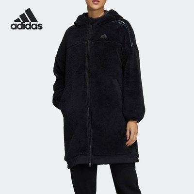 Adidas/阿迪达斯正品女子中长款连帽双面穿运动外套 H09701