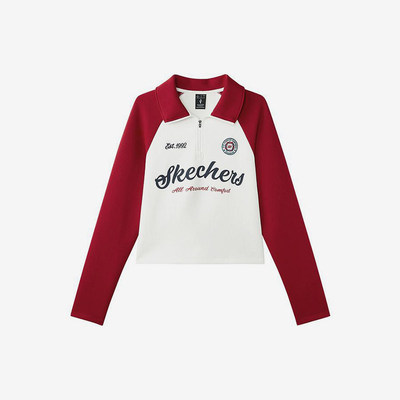 Skechers/斯凯奇正品春秋款女士拉链翻领针织长袖卫衣L125W005