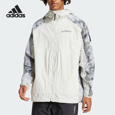 Adidas/阿迪达斯正品2025春秋款男士户外拼接连帽外套JD5838