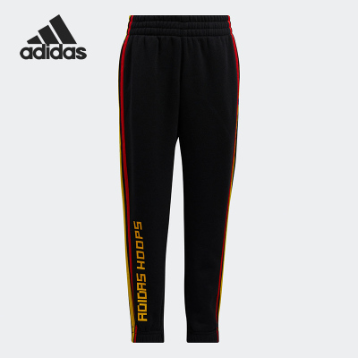 Adidas/阿迪达斯正品2025小童印花系带篮球运动长裤GV4332