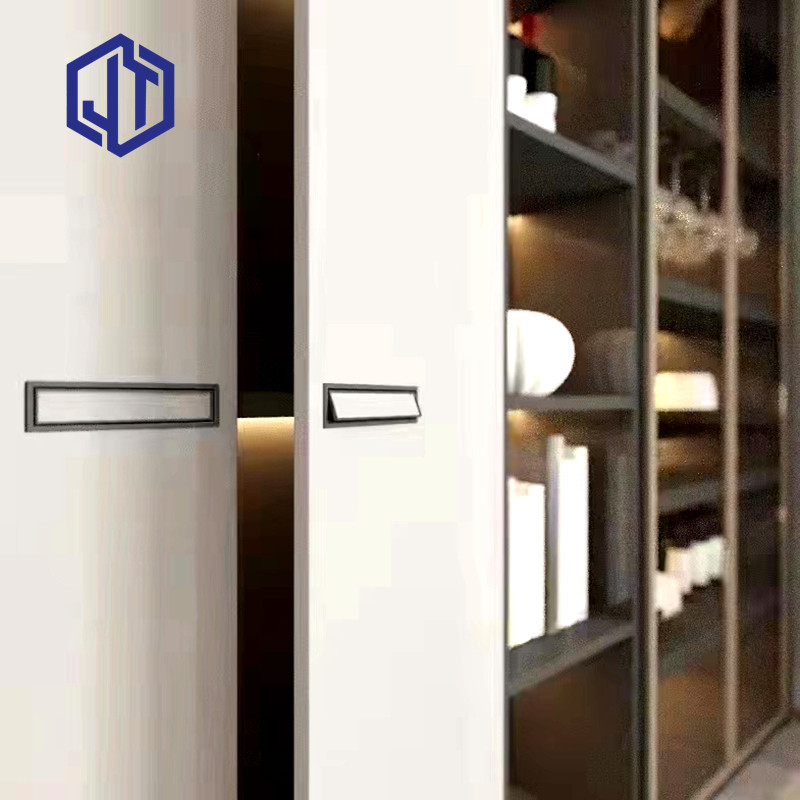 轻奢翻盖可贴f皮暗装拉手抽屉移门橱柜门隐形开槽内嵌暗扣手锌合