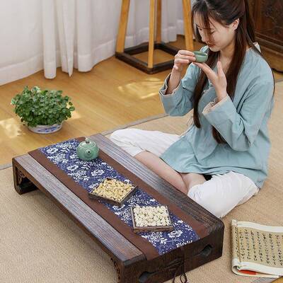 中式复古小桌茶几榻榻米茶桌实木飘窗小子坑台矮桌家用NTP几坐地