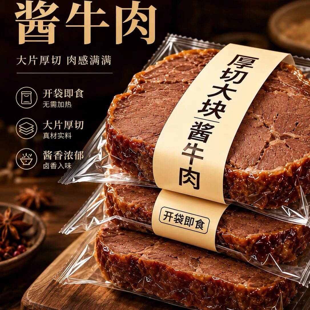 酱卤牛肉开袋即食熟食肉干类低减卡脂肥健身代餐主食解馋小零食品