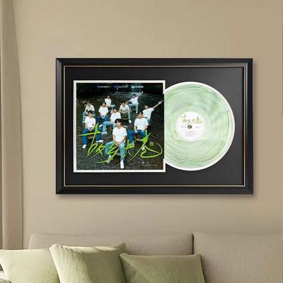 黑胶唱片展示框装裱框相框音乐CD专辑收纳筐实木挂墙展示架