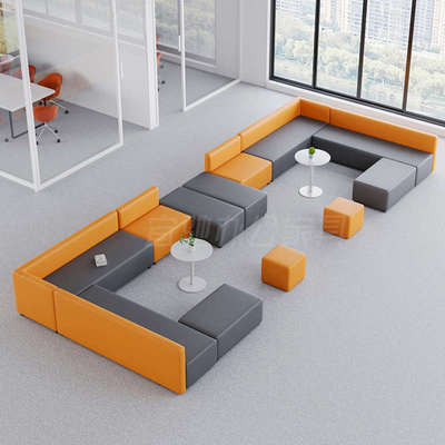 接待前台等候休息区办公室培训机构洽谈会客创意异形组合茶几沙发
