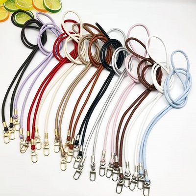 女包包细包带牛皮手机背带4毫米粗彩色女单肩斜挎真皮圆皮条