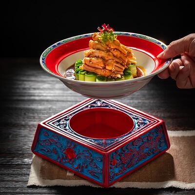 特色酒店龙纹盅餐厅创意个性中式菜碗酒店冷盘小炒碟子意境菜餐具