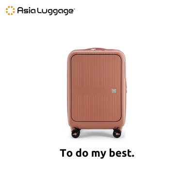 Asia Luggage前开盖行李箱PC万向轮TSA密码锁静音旅行箱