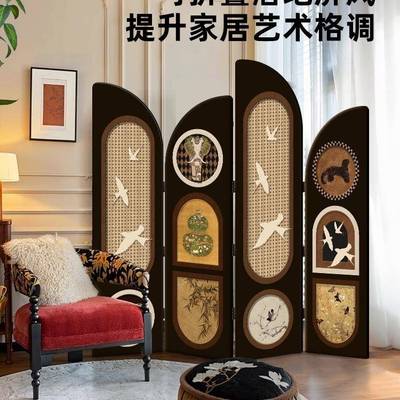 中古风客厅入门玄遮挡小屏风YDA关隔断复古转角卧户室动家用可移