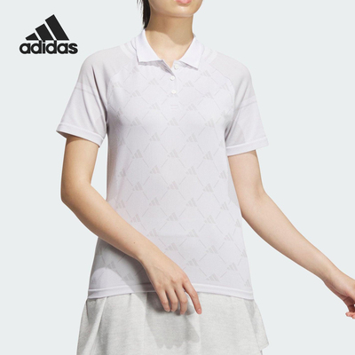 Adidas/阿迪达斯正品夏季女士翻领满印运动短袖Polo衫HZ6120