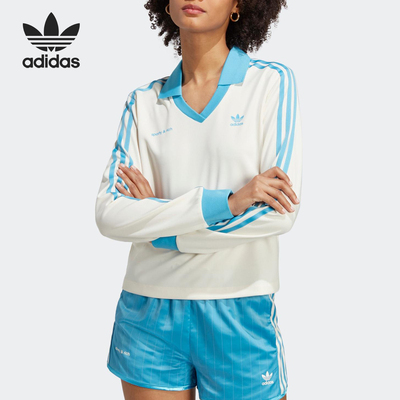 Adidas/阿迪达斯正品三叶草女士印花美式复古正肩袖T恤IN5249