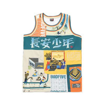 李宁正品BADFIVE长安少年系列男子宽松训练比赛篮球背心AAYQ515-1