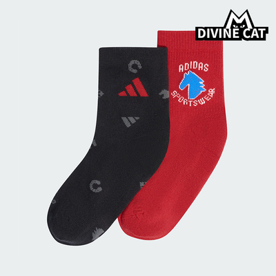 Adidas/阿迪达斯正品2026年儿童针织经典透气运动袜两双装KS0257